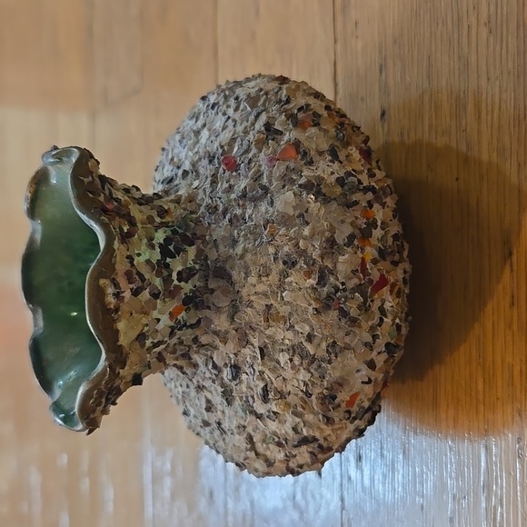 Unknown | Accents | Vintage Crushed Shells Over Green Glass Vase ...